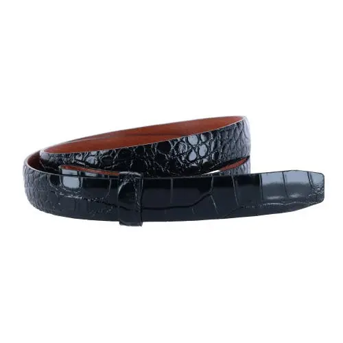 Trafalgar 25mm Gator Embossed Leather Belt Strap - Black