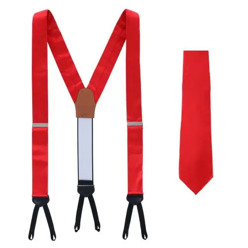 Trafalgar Sutton Silk Brace And Necktie Combo - Red