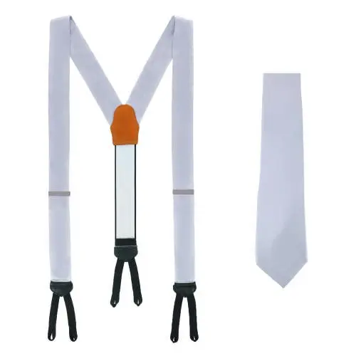 Trafalgar Sutton Silk Brace And Necktie Combo - Silver