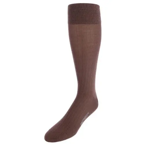 Trafalgar Sutton Fine Merino Wool Ribbed Socks - Brown