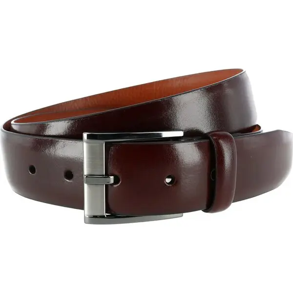 Trafalgar Matteo 35mm Feather Edge Leather Belt With Italian Buckle - Brown