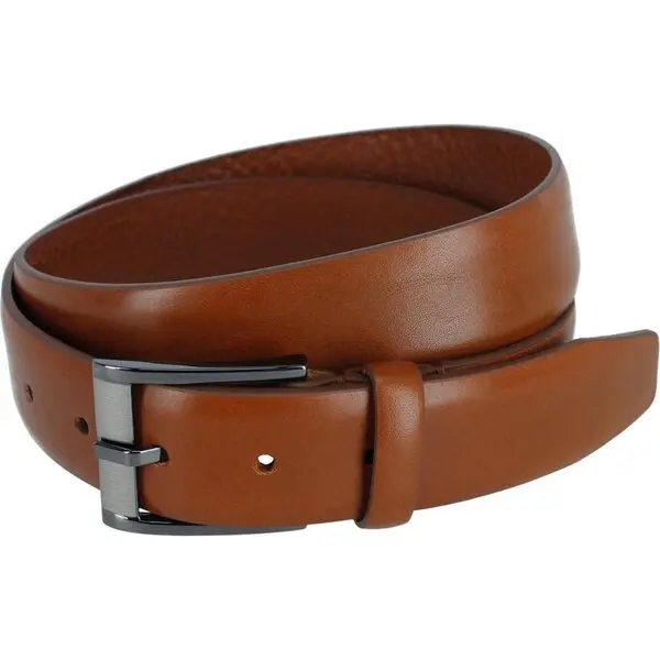 Trafalgar Matteo 35mm Feather Edge Leather Belt With Italian Buckle - English Tan