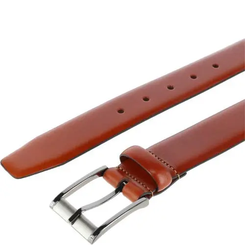 Trafalgar Matteo 35mm Feather Edge Leather Belt With Italian Buckle - Tan
