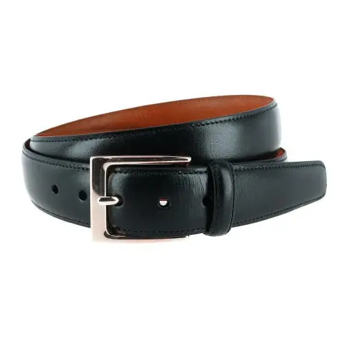 Trafalgar 30mm Cortina Leather Belt - Black With Silver Buckle