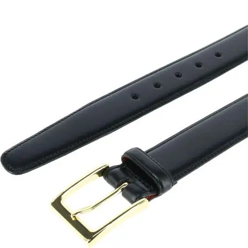 Trafalgar Classic 30mm Cortina Leather Belt With Polished Buckle - Black