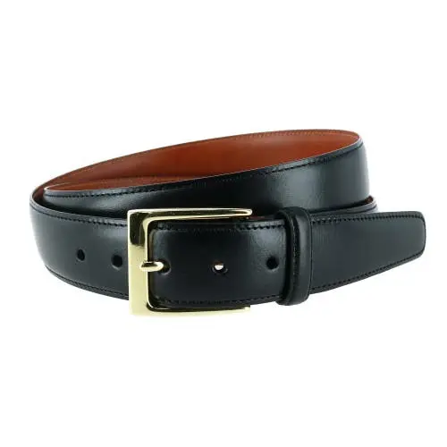 Trafalgar Classic 30mm Cortina Leather Belt With Polished Buckle - Black
