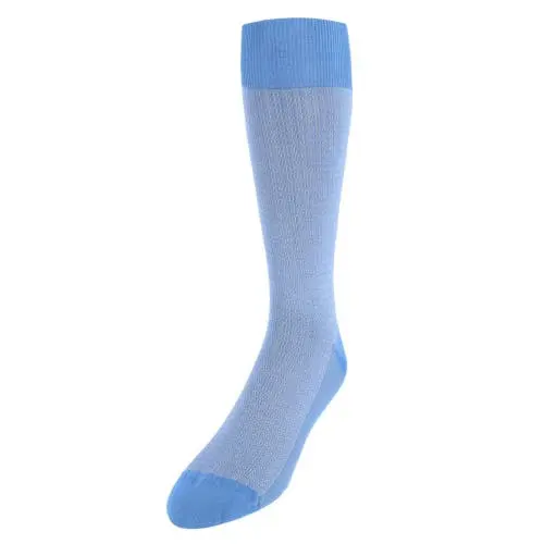 Trafalgar Bernard Chain Link Mercerized Cotton Over-the-calf Socks - Azure Blue