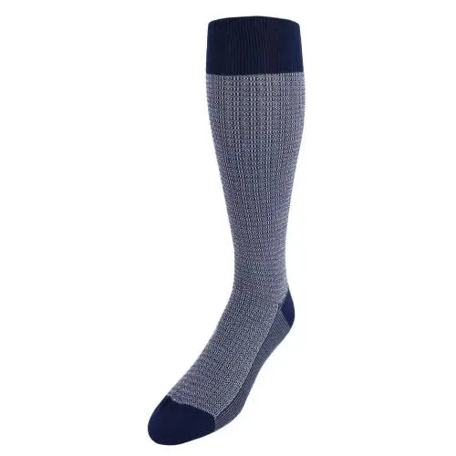 Trafalgar Bernard Chain Link Mercerized Cotton Over-the-calf Socks - Navy Blue