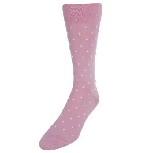 Trafalgar Leo Polka Dot Mid-calf Socks - Pink With White Dots