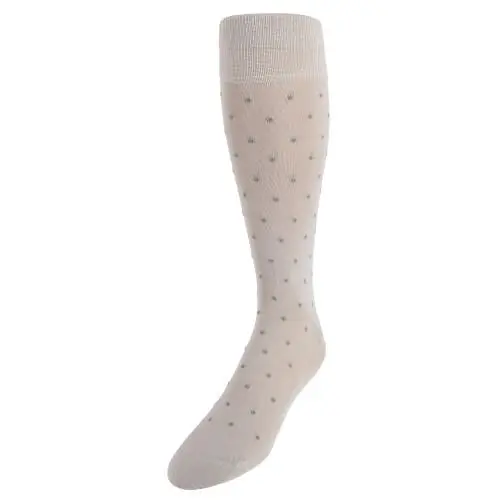 Trafalgar Leo Polka Dot Mid-calf Socks - Tan With Taupe Dots