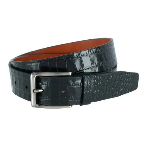 Trafalgar Matisse 35mm Croc-embossed Leather Belt - Black