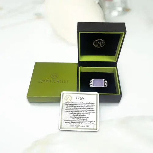 LUVMYJEWELRY Lace Agate Signet Ring - Blue