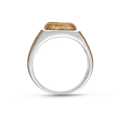 LUVMYJEWELRY Picasso Jasper Sterling Silver Signet Ring - Brown