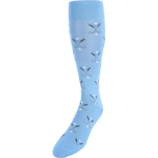 Trafalgar Golf Novelty Mercerized Cotton Mid-calf Socks - Light Blue