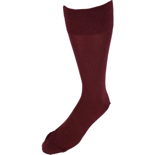 Trafalgar Jasper Mercerized Cotton Ribbed Socks - Burgundy