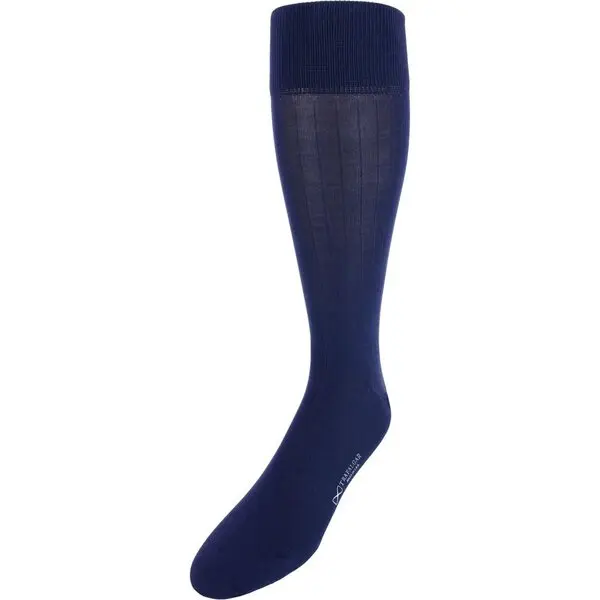Trafalgar Jasper Mercerized Cotton Ribbed Socks - Classic Navy