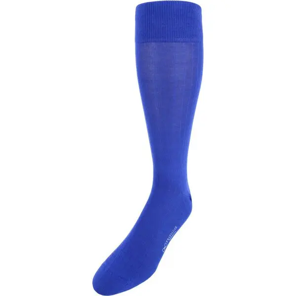 Trafalgar Jasper Mercerized Cotton Ribbed Socks - Clematis Blue