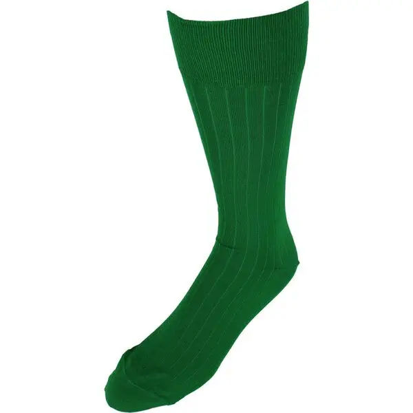 Trafalgar Jasper Mercerized Cotton Ribbed Socks - Green