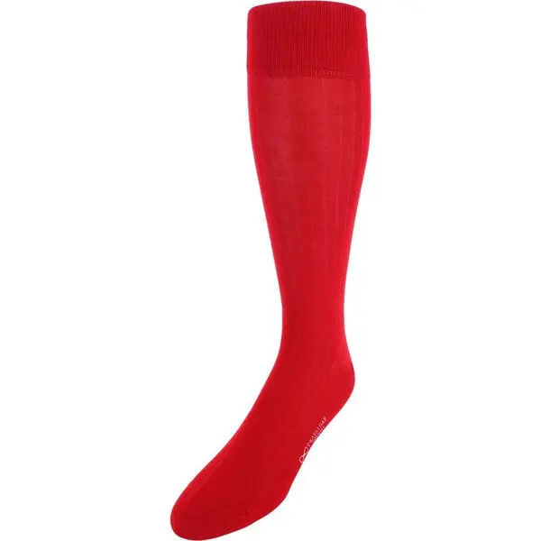 Trafalgar Jasper Mercerized Cotton Ribbed Socks - Red