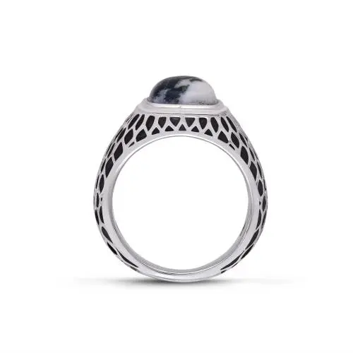 LUVMYJEWELRY Tree Agate Signet Ring - Silver