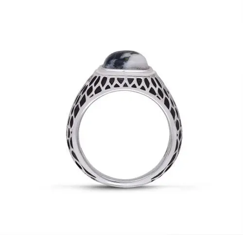 LUVMYJEWELRY Tree Agate Signet Ring - Silver