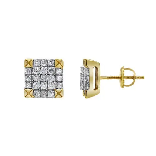 LUVMYJEWELRY Diamond Stud Earrings - 14k Yellow Gold