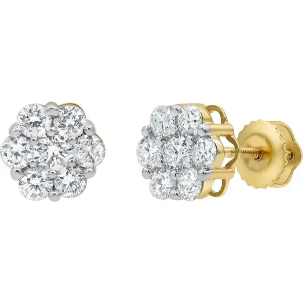 LUVMYJEWELRY 0.73ct Diamond Stud Earrings - 14k Yellow Gold