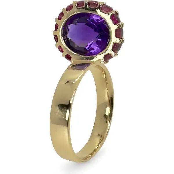 LESLIE PAIGE 14k Gold Amethyst Ring - Gold/sapphire/amethyst