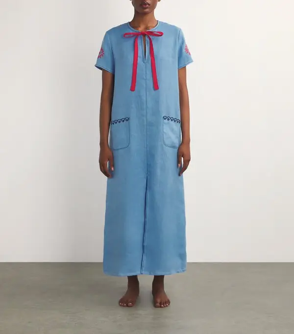 Sleeper Linen Embroidered Petra Maxi Dress