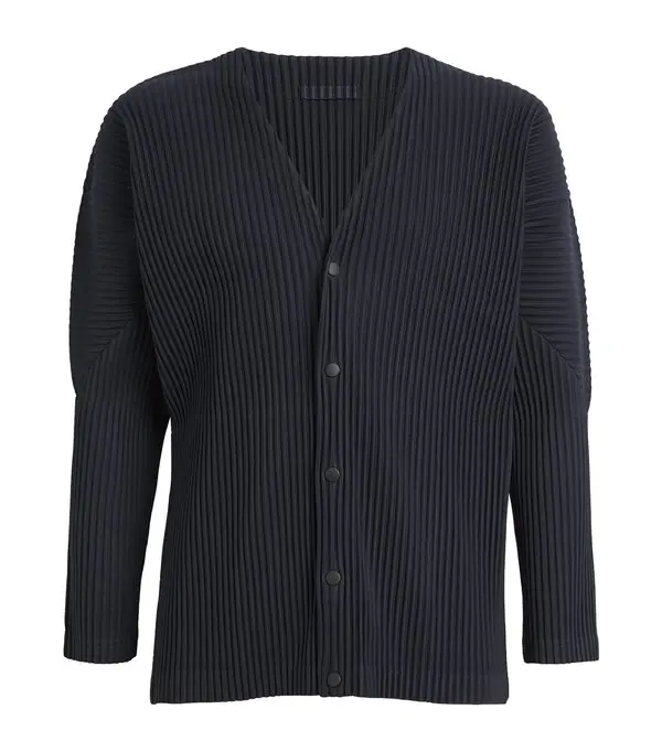 Issey Miyake Basics Pleated Cardigan - Navy