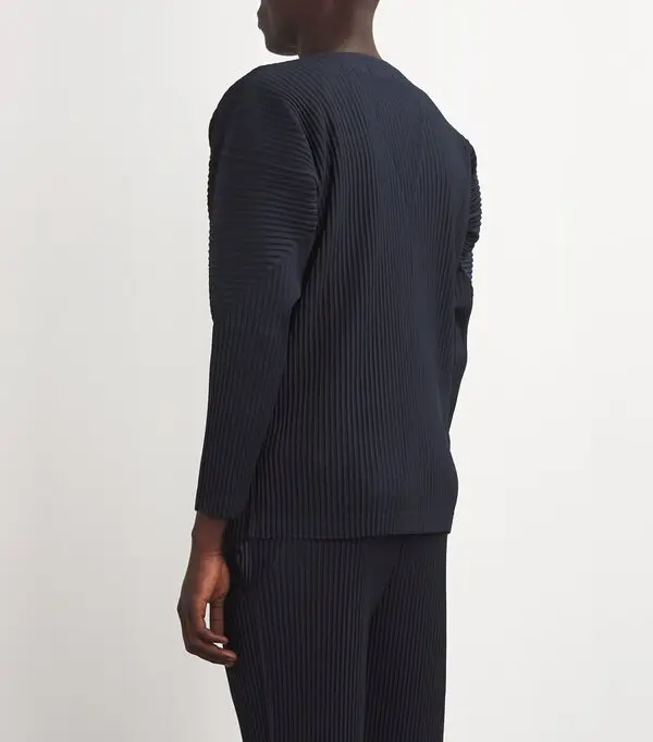 Issey Miyake Basics Pleated Cardigan - Navy