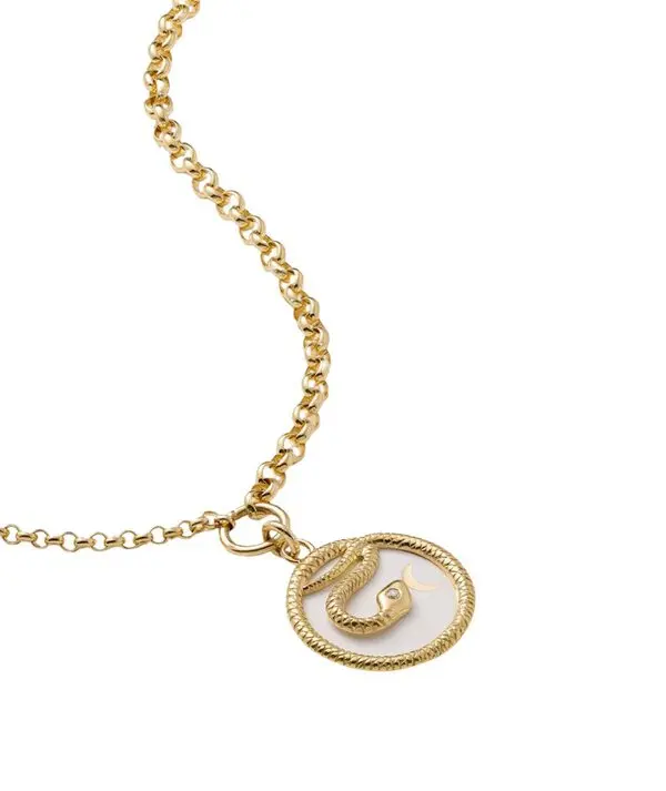 FOUNDRAE Wholeness 18-karat Enamel And Diamond Medallion Necklace - Gold