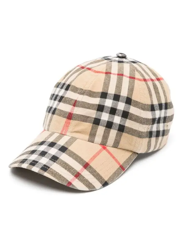 Burberry Check Cotton Baseball Cap - Beige