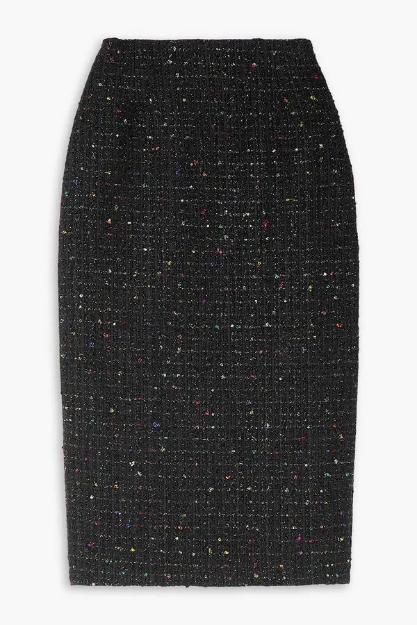 Alessandra Rich Sequined Metallic Bouclé Midi Skirt