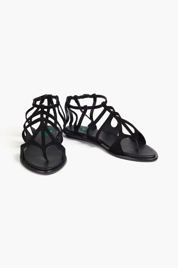 Emilio Pucci Lasercut Suede Sandals - Black