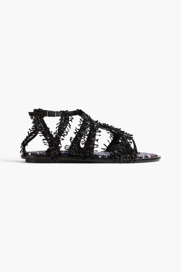 Emilio Pucci Embellished Satin Sandals - Black