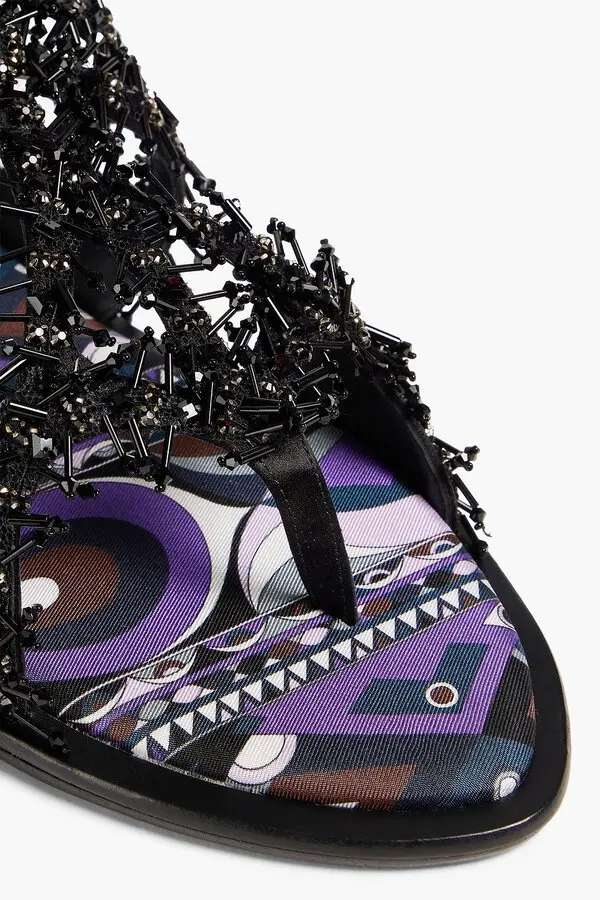 Emilio Pucci Embellished Leather Sandals