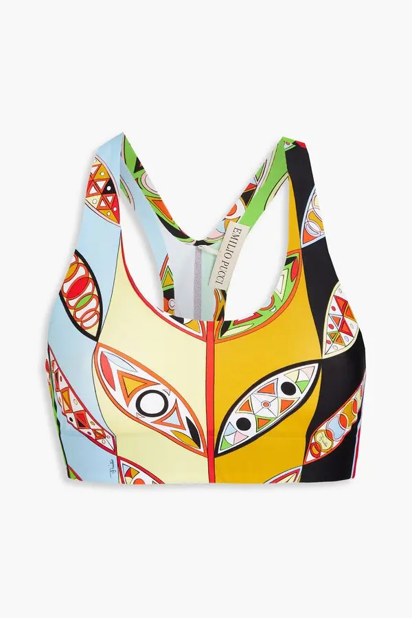Emilio Pucci Printed Stretch Sports Bra - Pastel Yellow