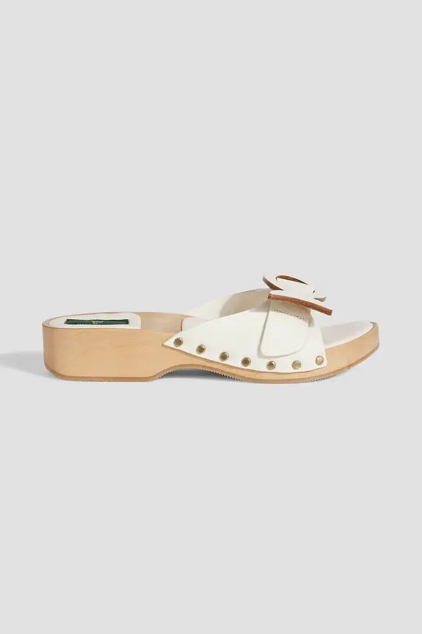 Emilio Pucci Appliquéd Leather Mules - White