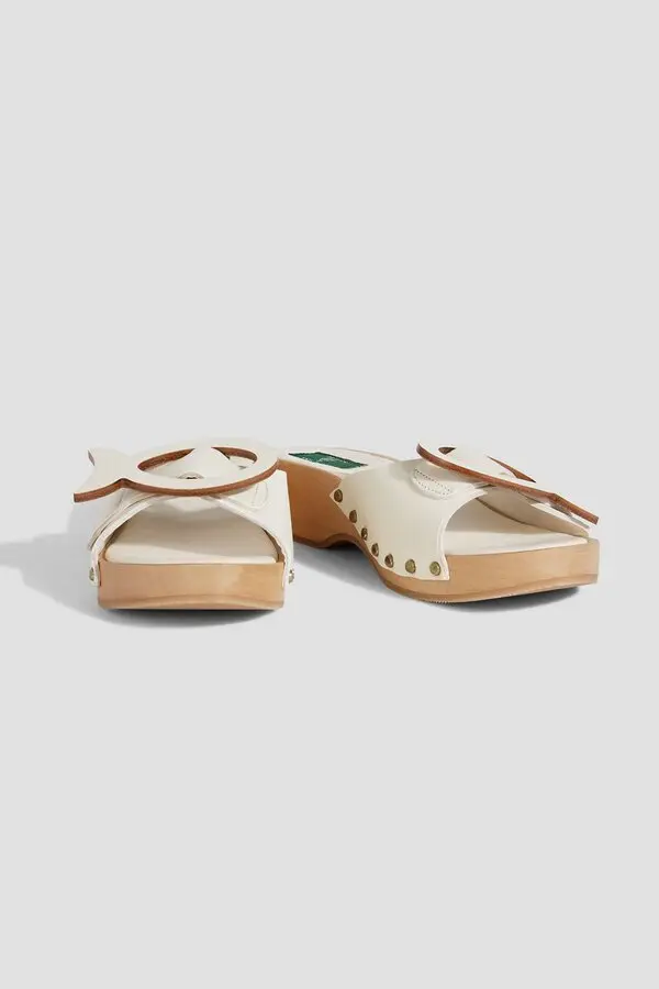 Emilio Pucci Appliquéd Leather Mules - White