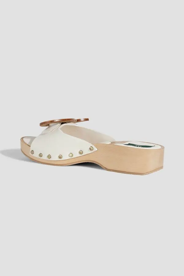 Emilio Pucci Appliquéd Leather Mules - White