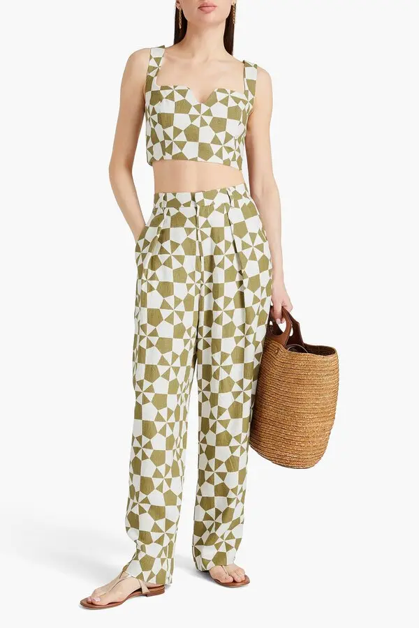 Mara Hoffman Cropped Geometric Print Hemp Top