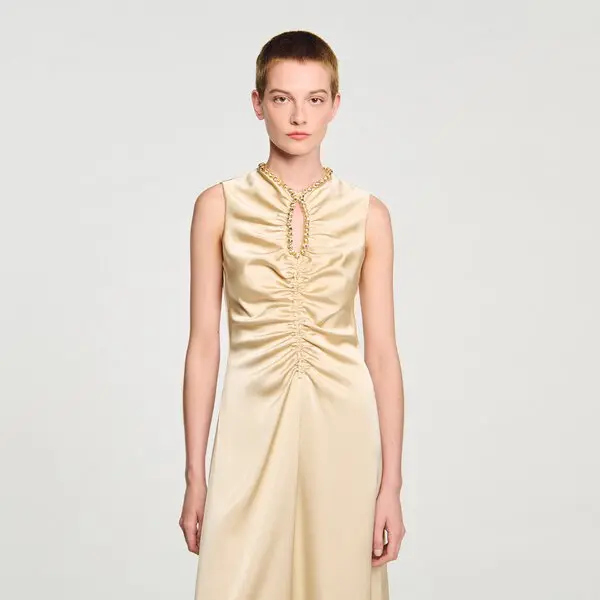 sandro dress gold Sandro // Yellow Praline Rhinestone Dress – VSP Consignment main image 0