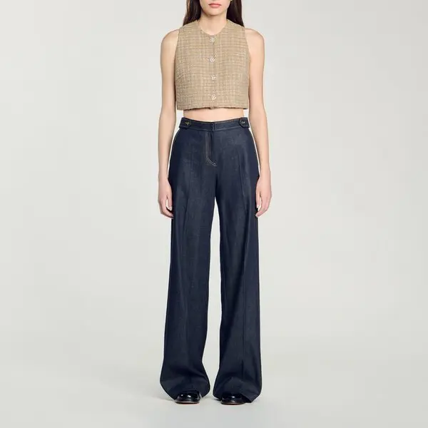 Sandro Tweed Crop Top