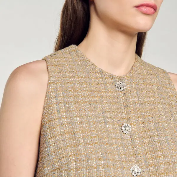 Sandro Tweed Crop Top