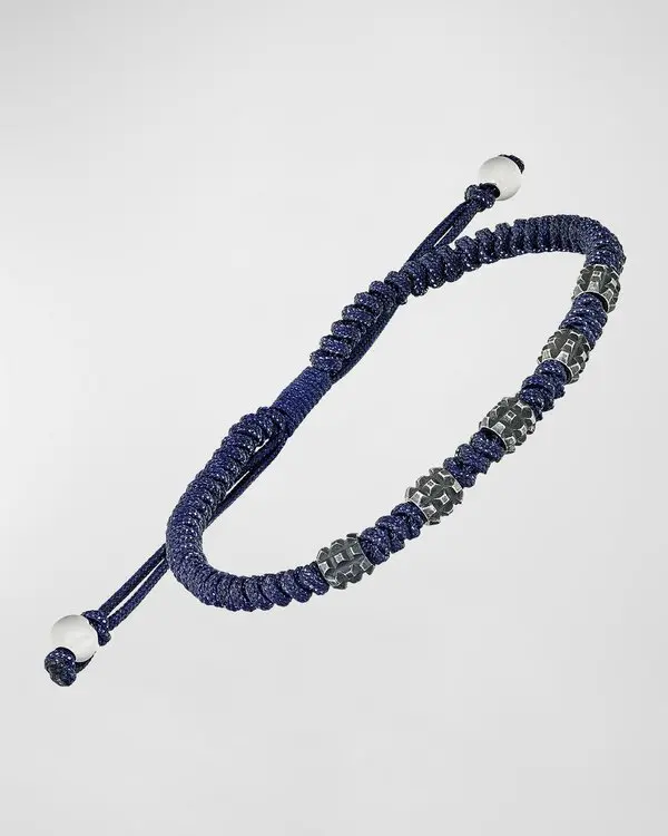 LINK UP Stainless Steel And Nylon Pull Cord Bracelet - Blue