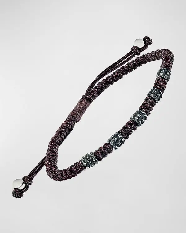LINK UP Stainless Steel And Nylon Pull Cord Bracelet - Brown