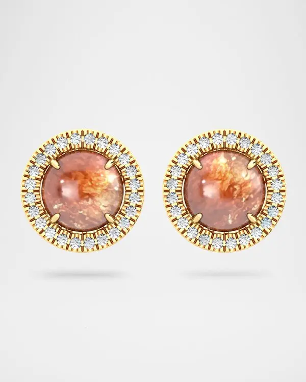 JAMIE TURNER 18k Gold Aurora Stud Earrings With Diamonds - Sunstone