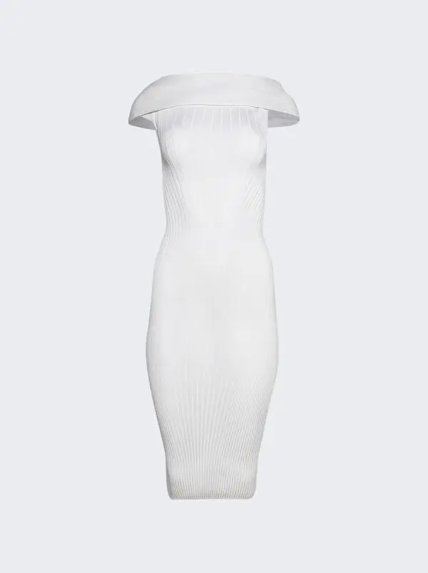 MUGLER Off-shoulder Sculpting Midi Dress - Off-white