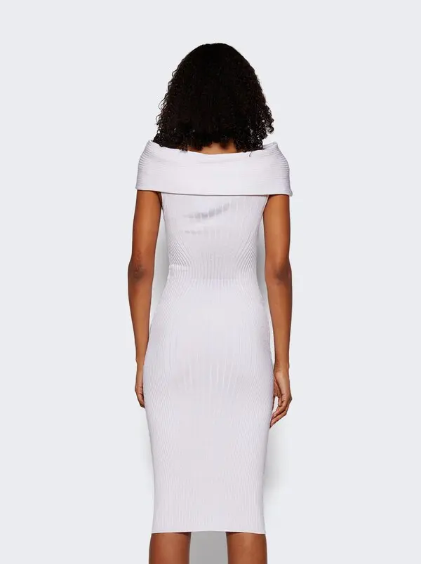 MUGLER Off-shoulder Sculpting Midi Dress - Off-white